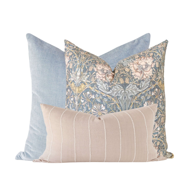 3-Piece Pillow Set – Floral, Blue, & Neutral Textured Pillows Covers ...