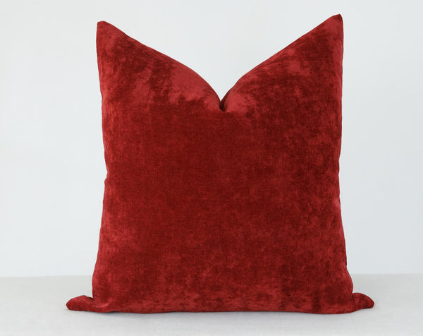 Ruby Red Velvet Throw Pillow Cover - Laurel and Blush